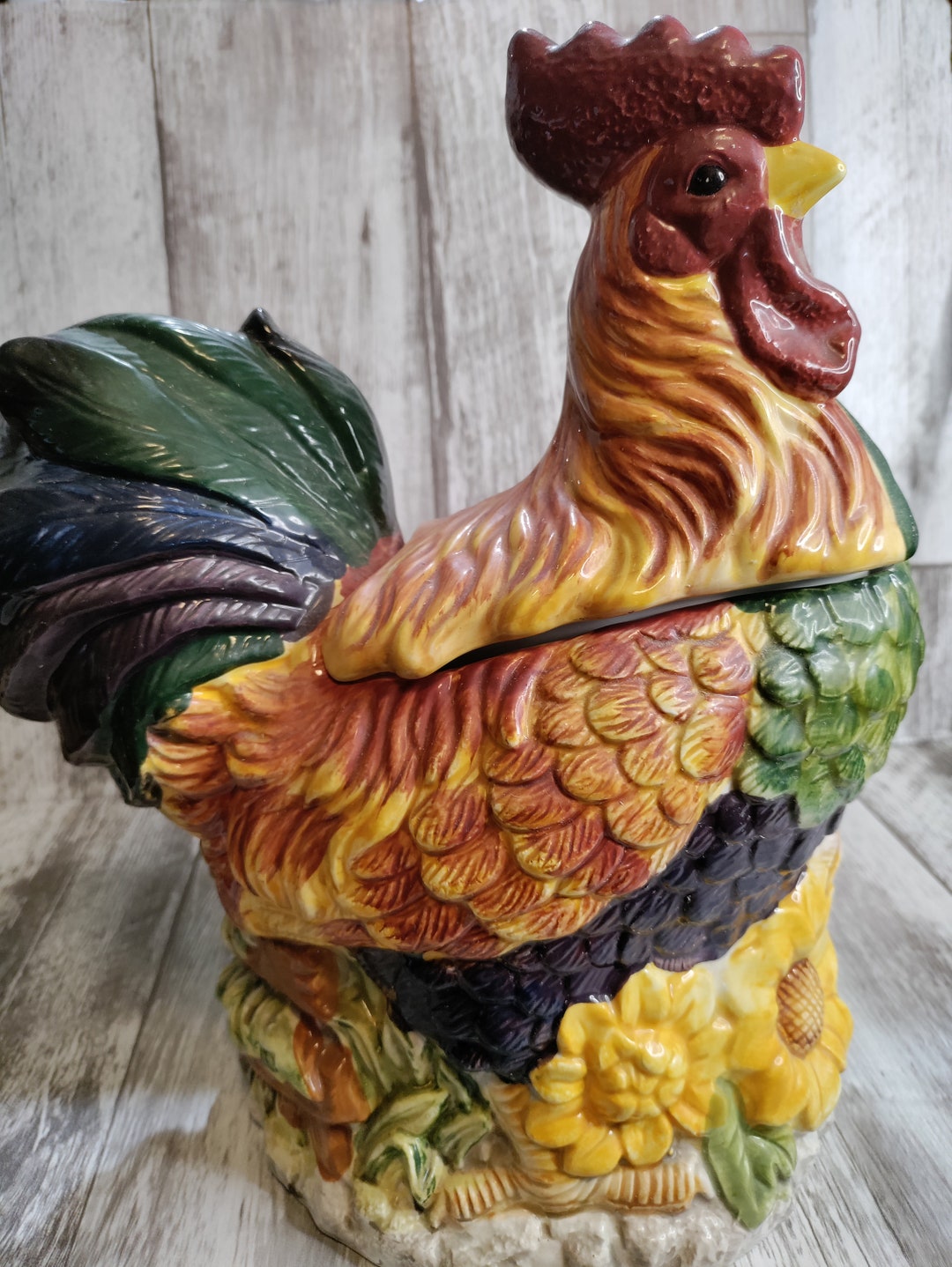 Vintage Rooster Cookie Jar Not Small Colorful - Etsy
