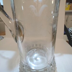 Antique Large Long Glass Water Pitcher Clear Glass Heavy Hand Blown ...