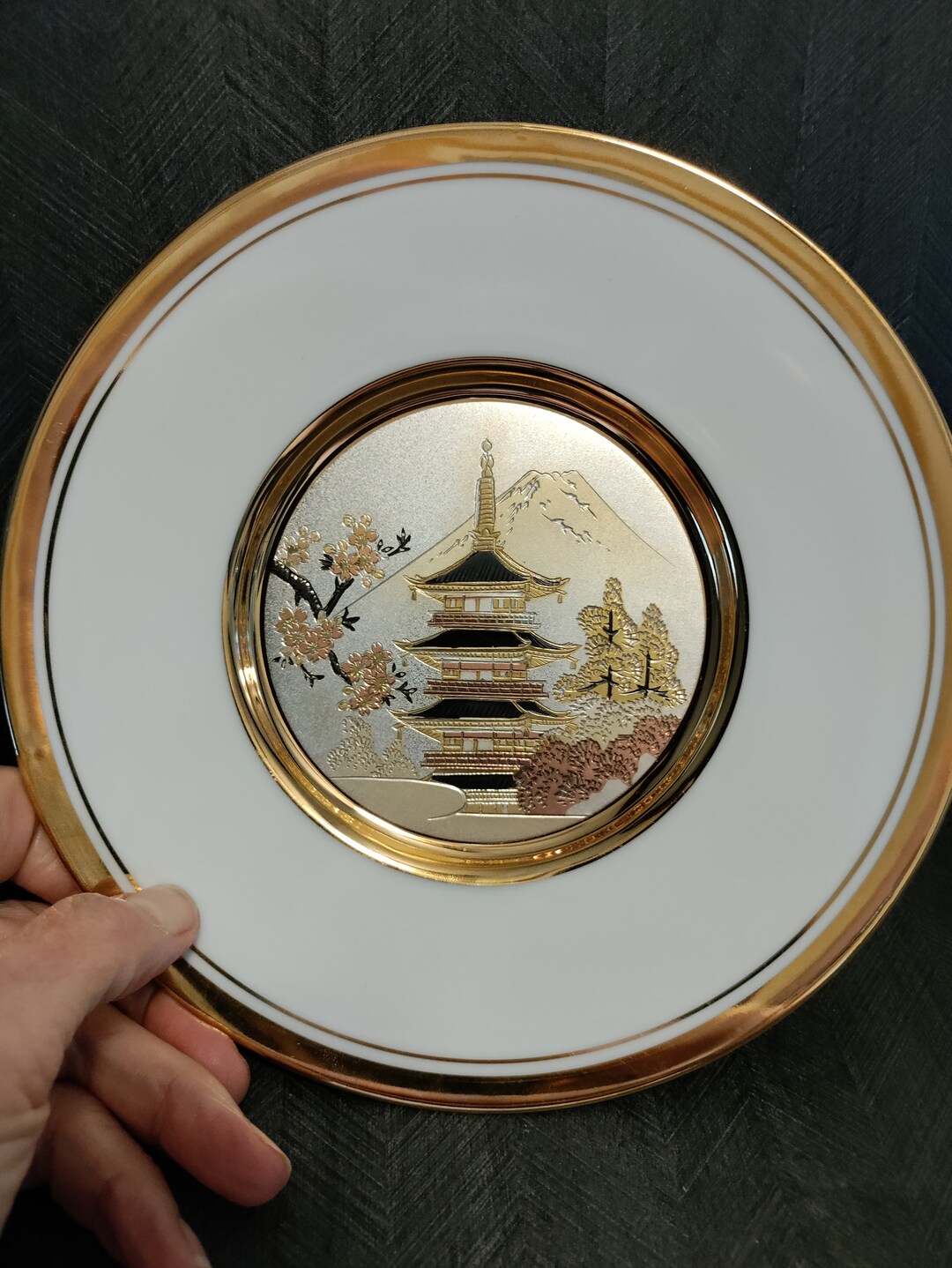 The Art of Chokin' 7-3/4" Decorative Plates Gilded With Gold and Silver ...