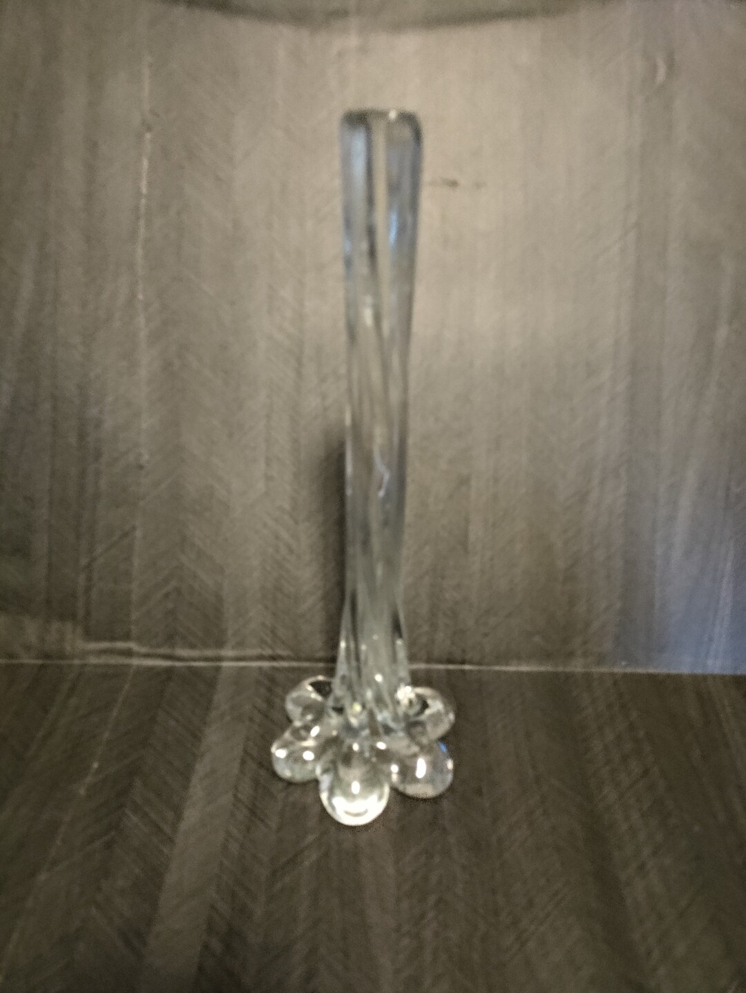 Vintage Hand Blown Glass Twisted Stem Tall Vase Long Stem Rose Vase 11 ...