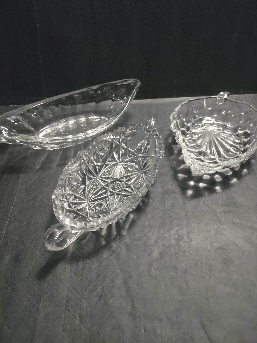Vintage Service Glassware 3 Assorted Formal Glass Relish Condiments ...