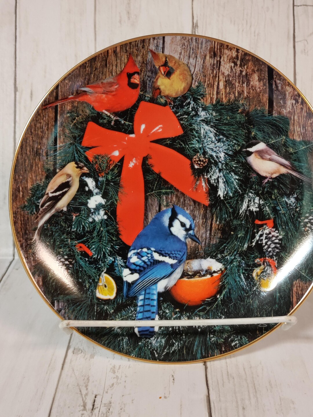 8" Decorator Plate Song Birds of Winter Blue Bird Excellent Condition ...