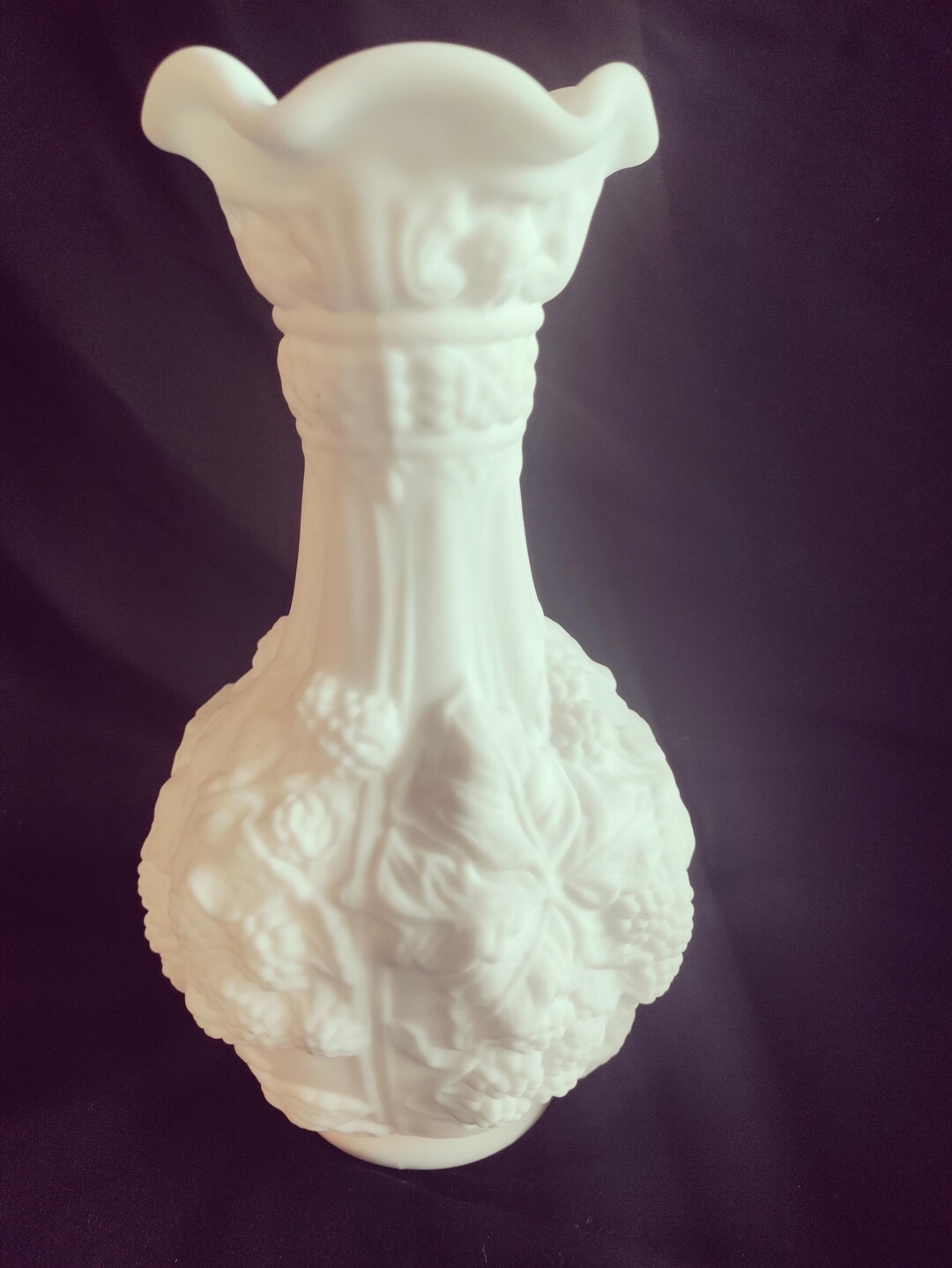 Vintage Imperial Satin Milk Glass Loganberry Vase 10 Inches Pristine ...