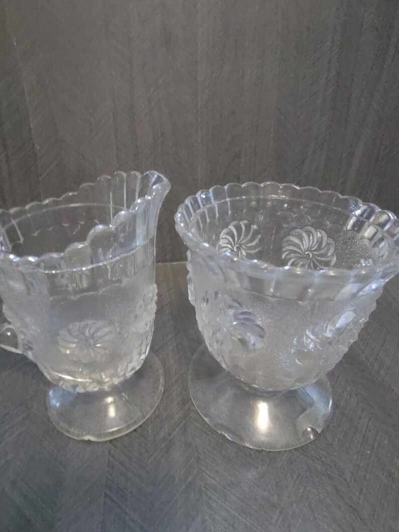 Roman Rosette Antique Sugar and Creamer Pressed Clear Glass - Etsy