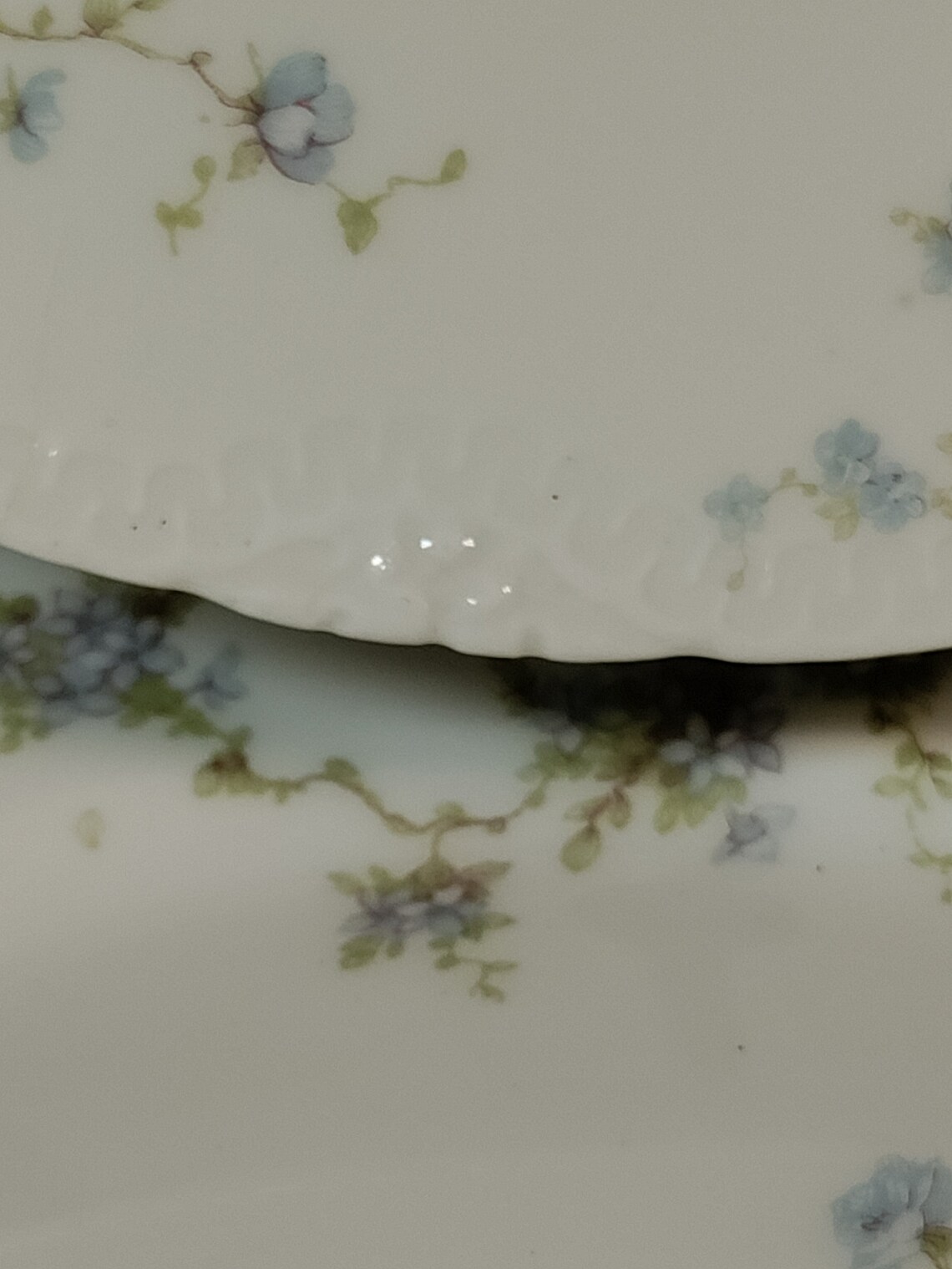 Antique Theodore Laughlin Flower Center China Blue Flowers Pink Scroll ...