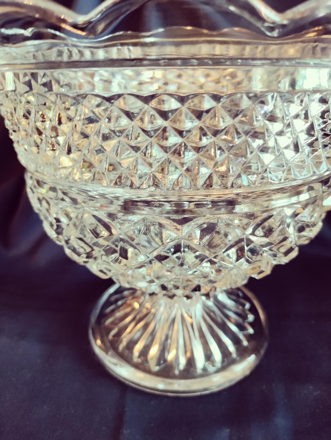 Anchor Hocking Crystal Wexford Glass Centerpiece Footed Bowl Vintage - Etsy