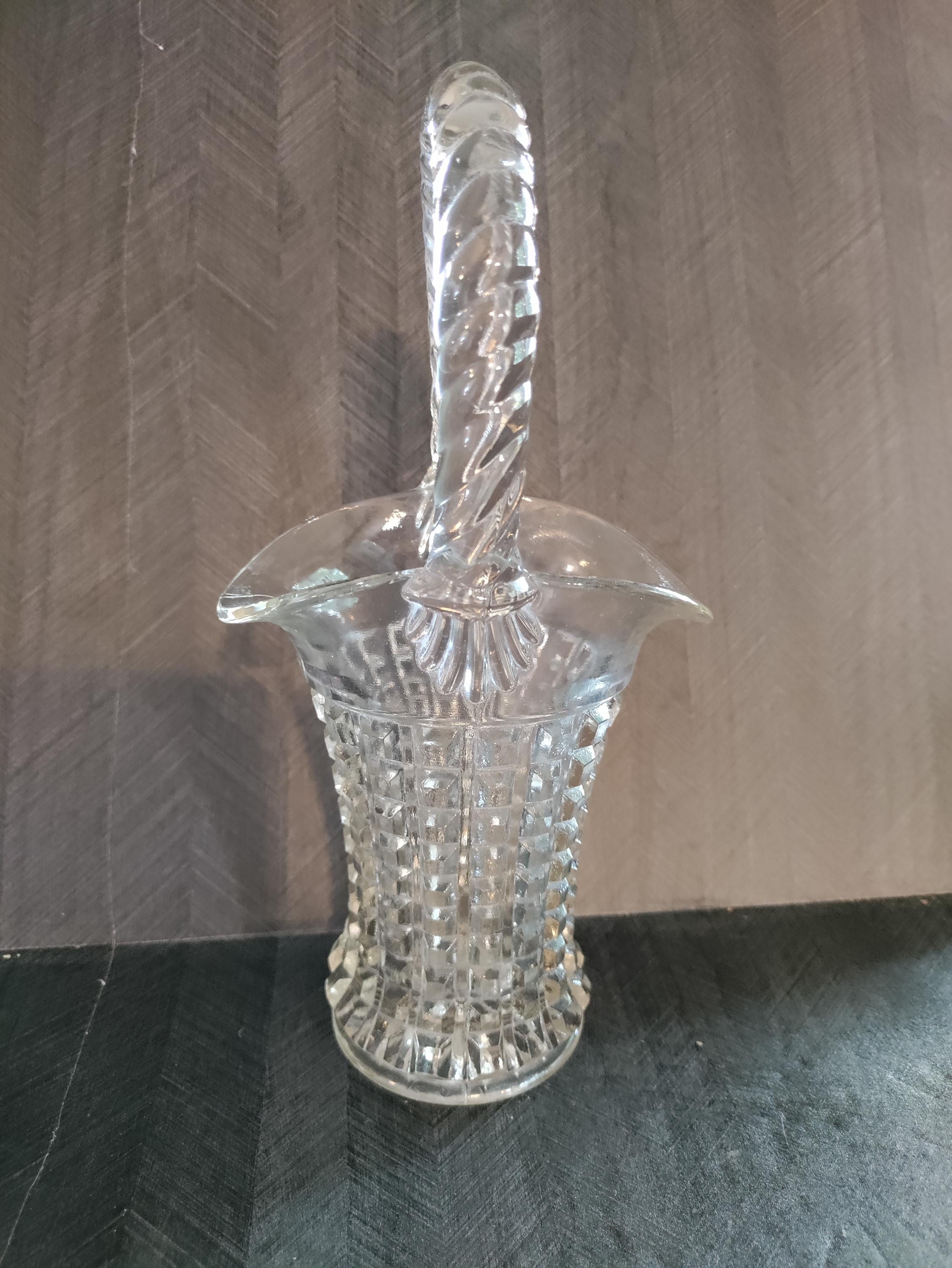 Vintage Monticello Waffle Block Pattern Crystal Glass Twisted Applied ...