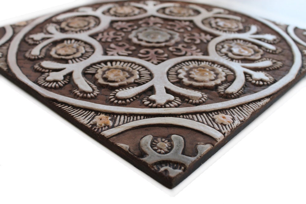 Floral Handmade Decorative Tiles 30cm Beach Decor Kitchen | Etsy