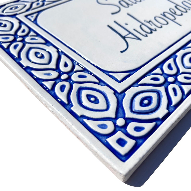 Personalized Ceramic House Name Sign: Blue & White Spanish Tile Plaque ...