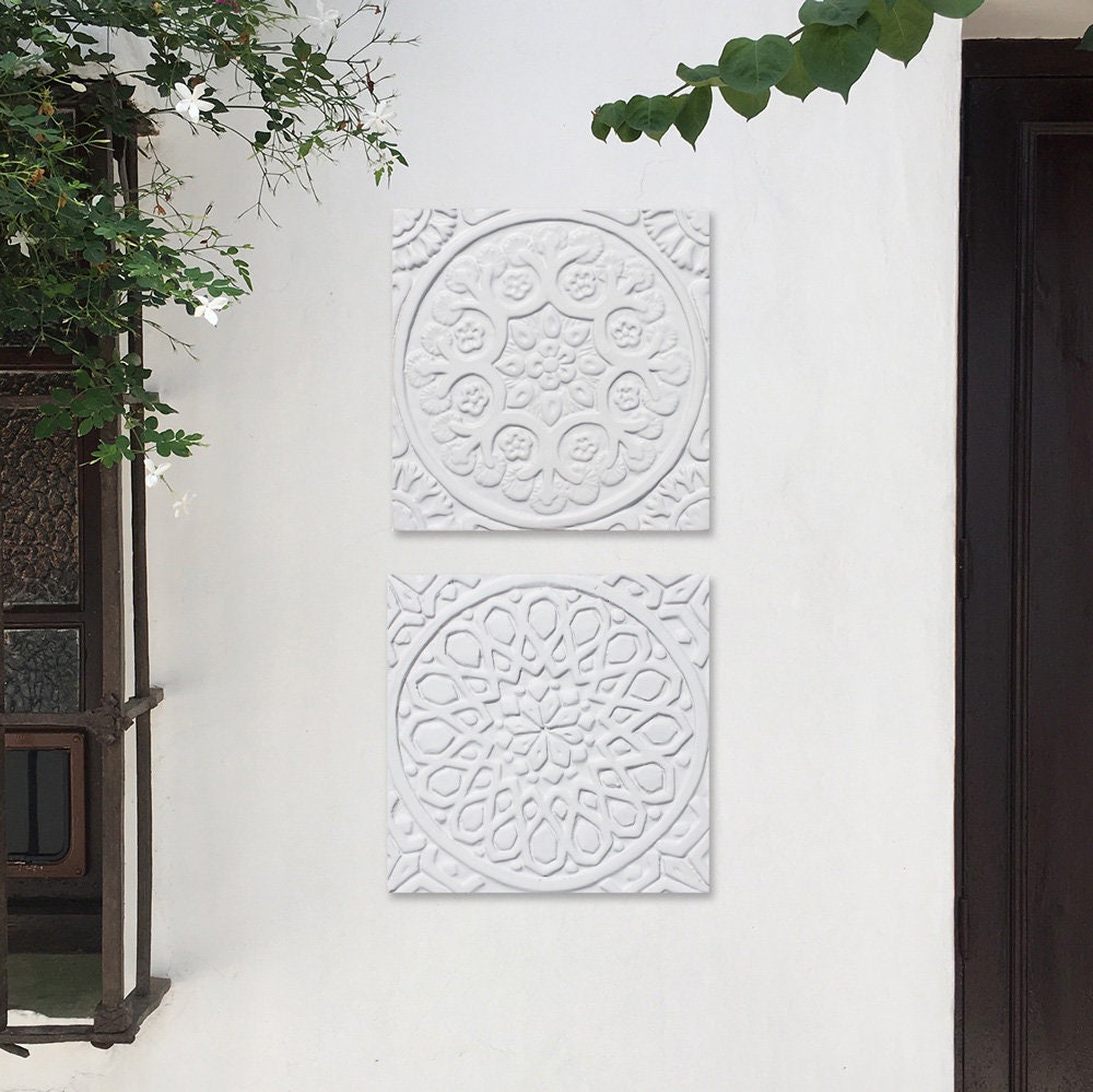 Ceramic tile with Floral design 20cm hand painted tiles ideal | Etsy