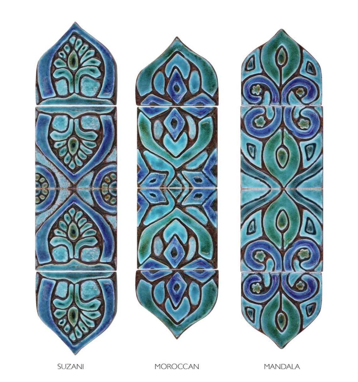Moroccan Ceramic Column Tiles: Turquoise Glazed Pillar Decor (set of 6 ...