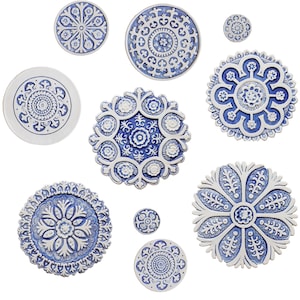 3 Circle Outdoor Wall Art, Floral Tile Design, Garden Decor, Outdoor ...