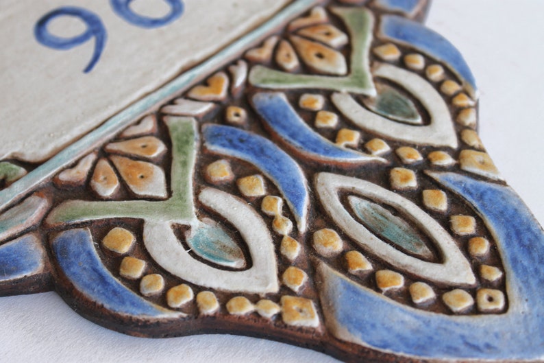 Moroccan House Number Plaque, Hand Carved Ceramic Address Sign - Etsy