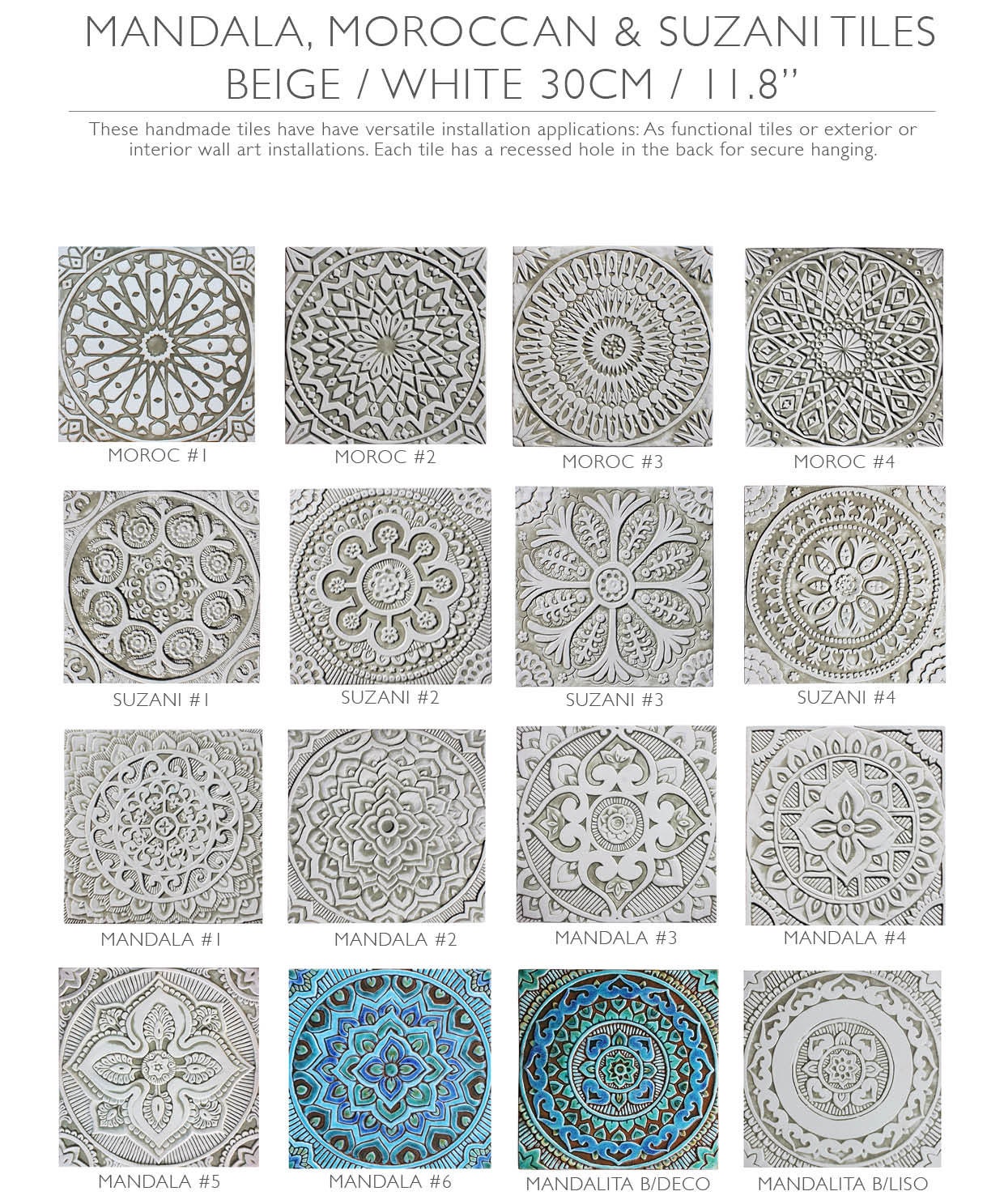 Decorative Tile With Mandala Design, Bathroom Wall Tile, Outdoor ...