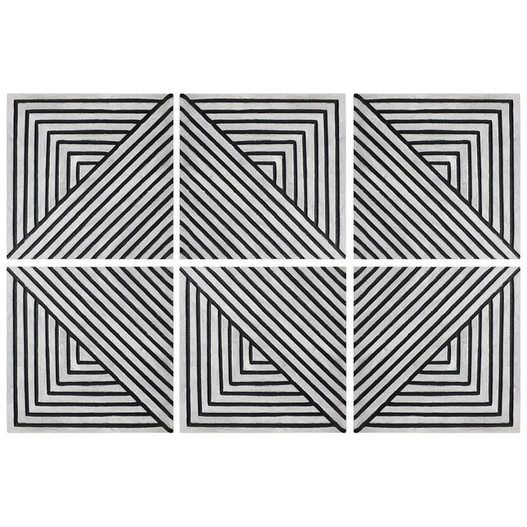 Black and White Wall Tiles for Garden Decoration, Abstract Ceramic ...
