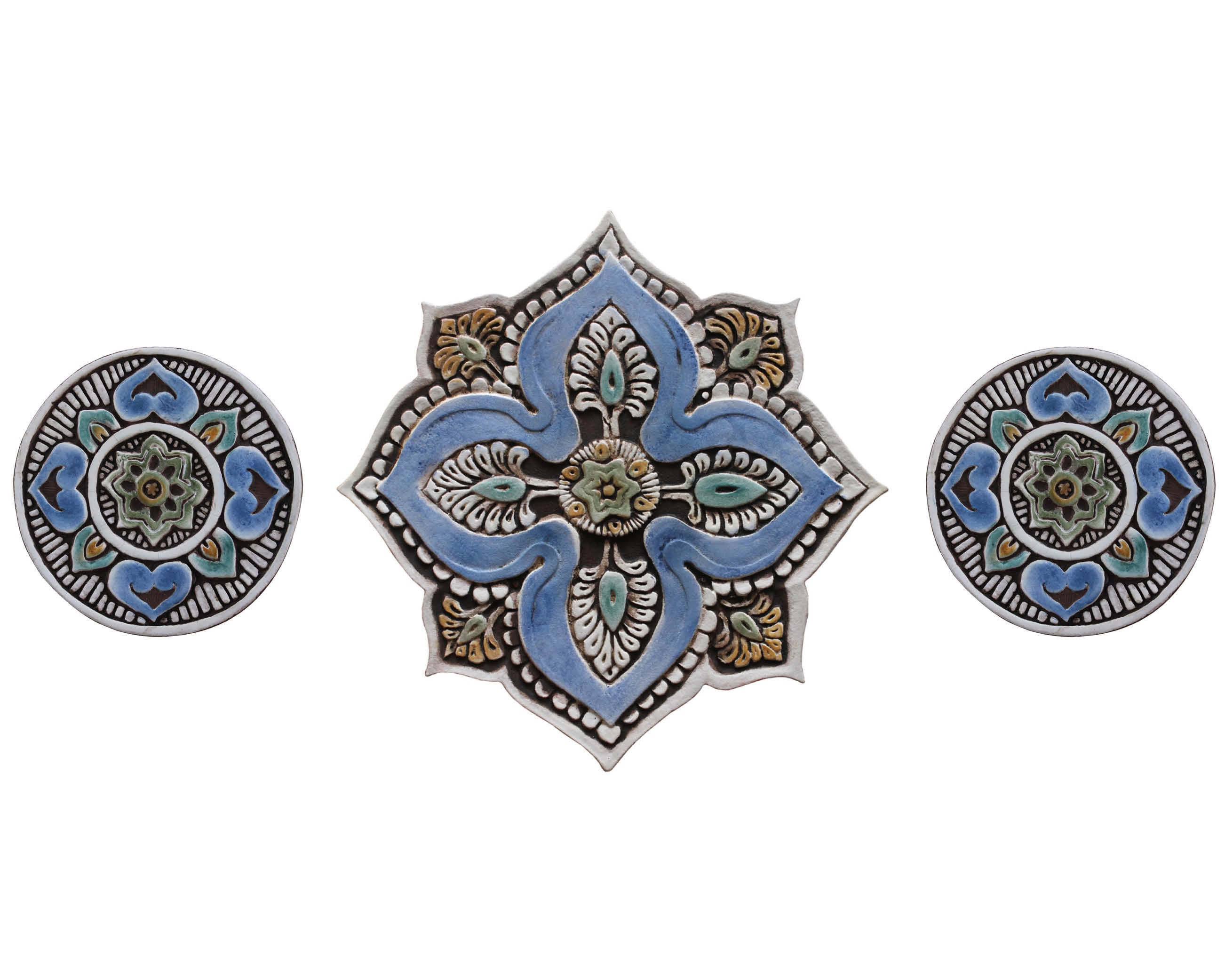 3 Beautiful Wall Art Tiles Made From Ceramic Handmade Ceramic | Etsy