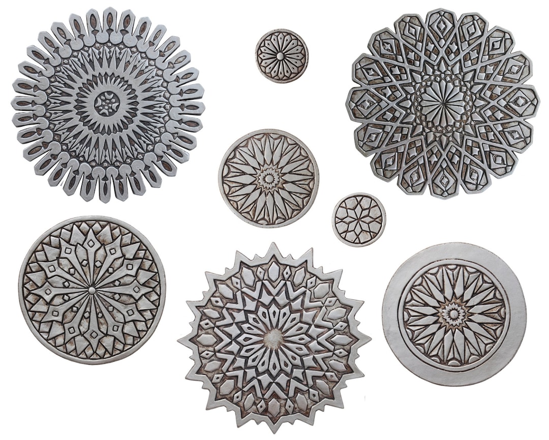 8 Ceramic Wall Sculpture, Circular Wall Mosaic Hand Painted, Ceramic ...