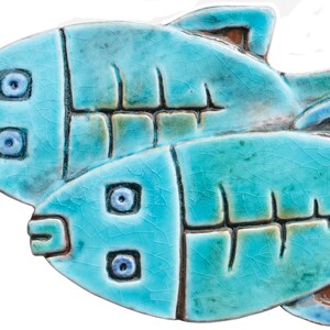 Fish Wall Hanging, Ceramic Tile With Fish Design, Wall Decor Tile ...