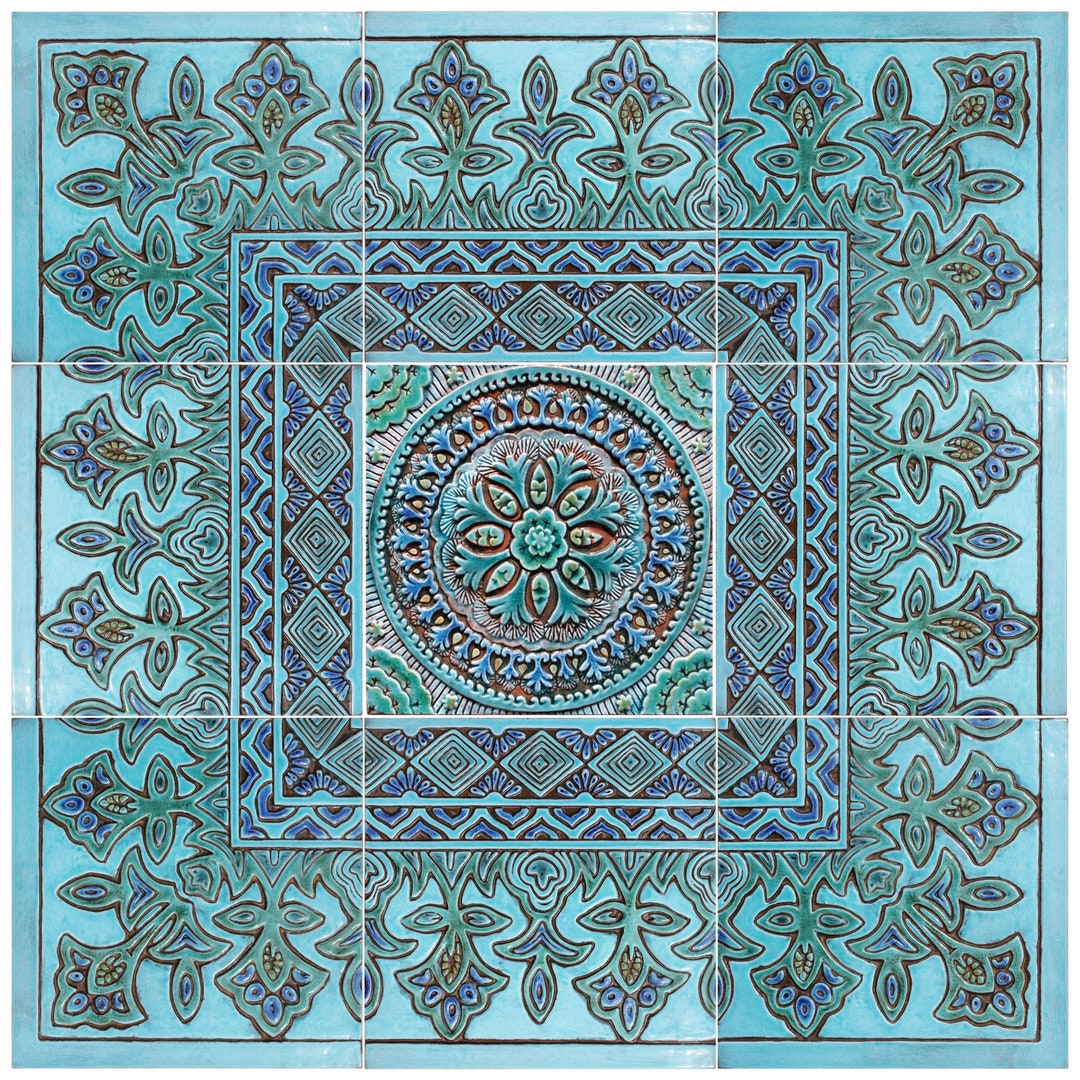 9 Tiles Wall Art, Decorative Tile Art, Large Ceramic Tiles With ...