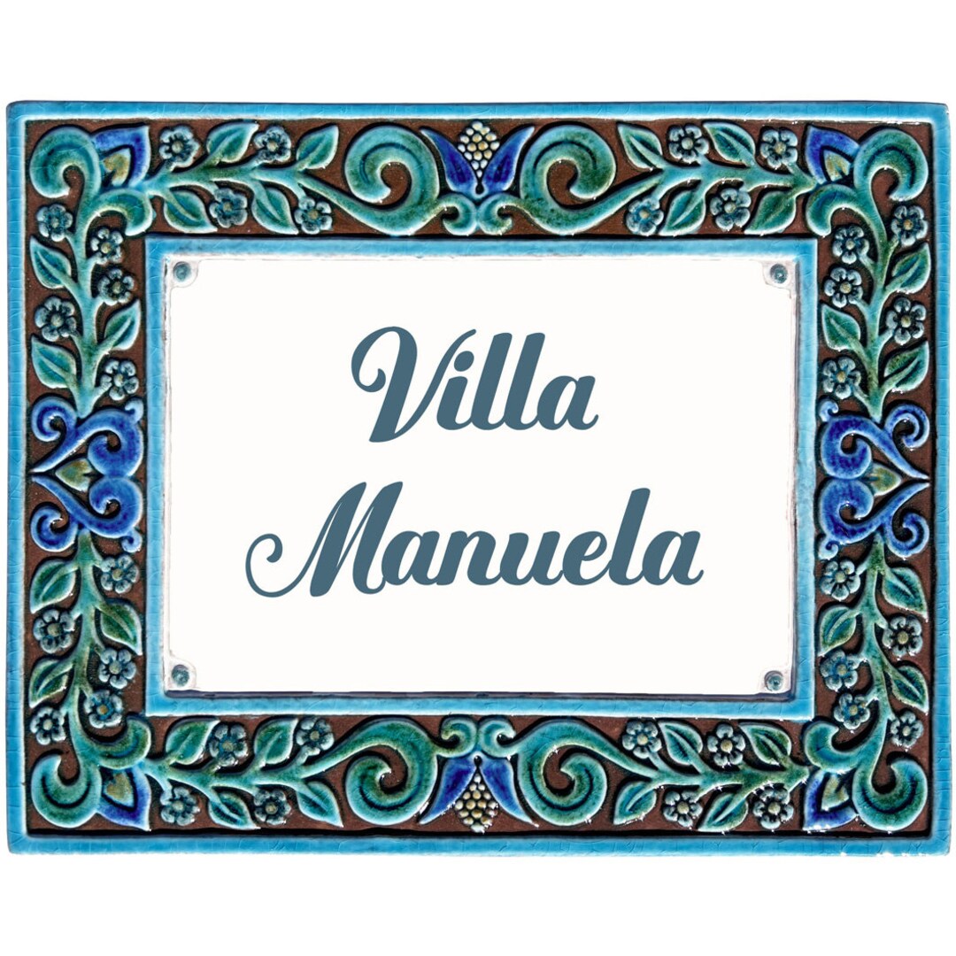 Address Sign Tile, Spanish Design for House Sign Decor, Ceramic Tile ...