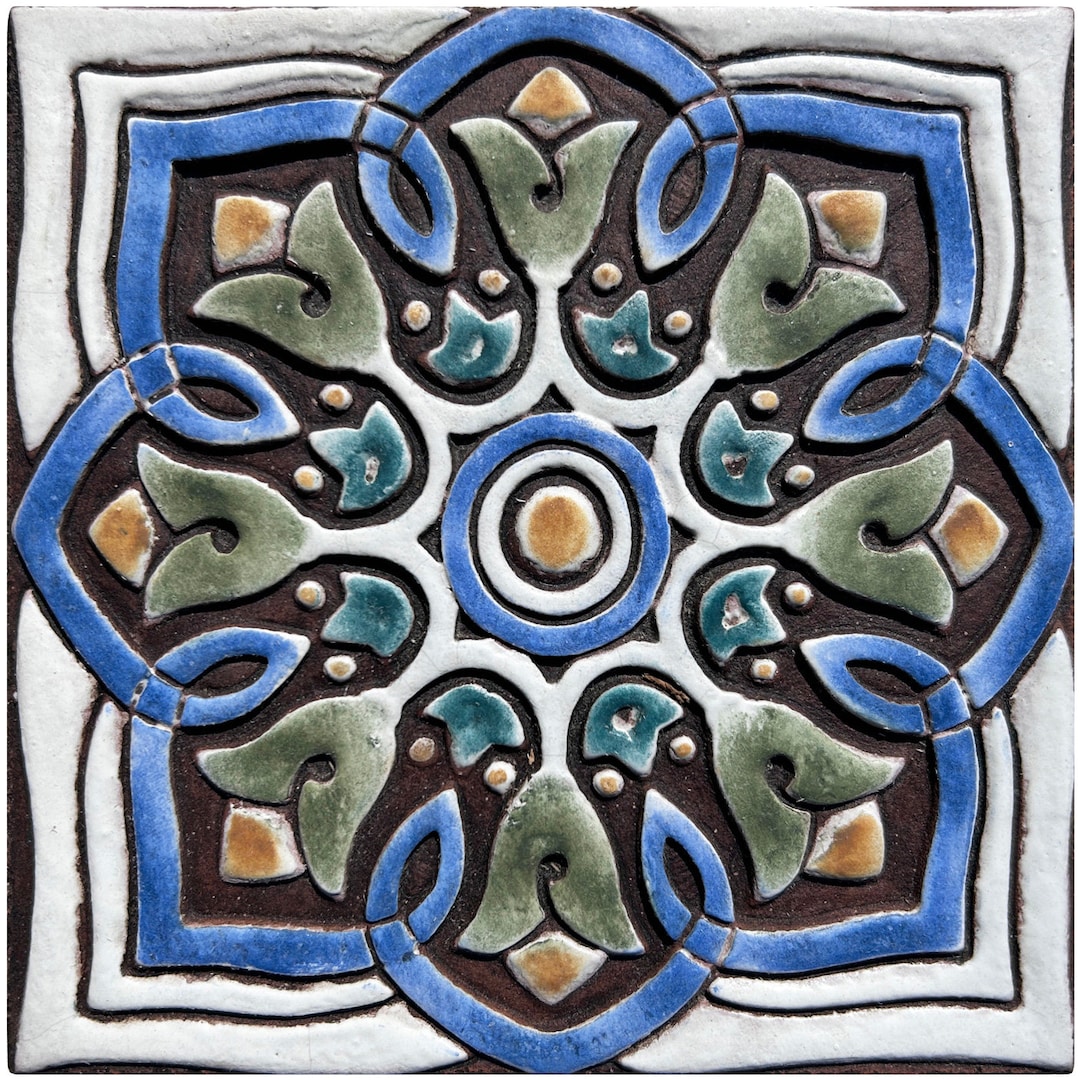 Handmade Tile With Deep Relief Design for Wall Art Decor, Ceramic Tile ...