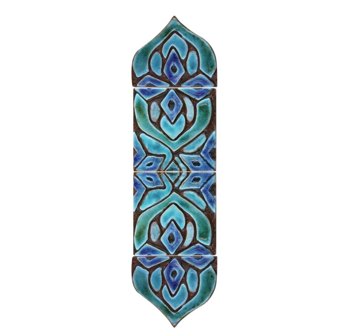 Moroccan Ceramic Column Tiles: Turquoise Glazed Pillar Decor (set of 6 ...