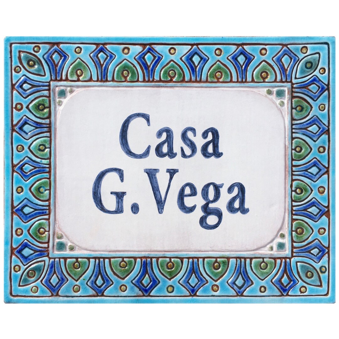 Large House Sign Ceramic Tile, Custom House Plaque, Decor Spanish Tile ...