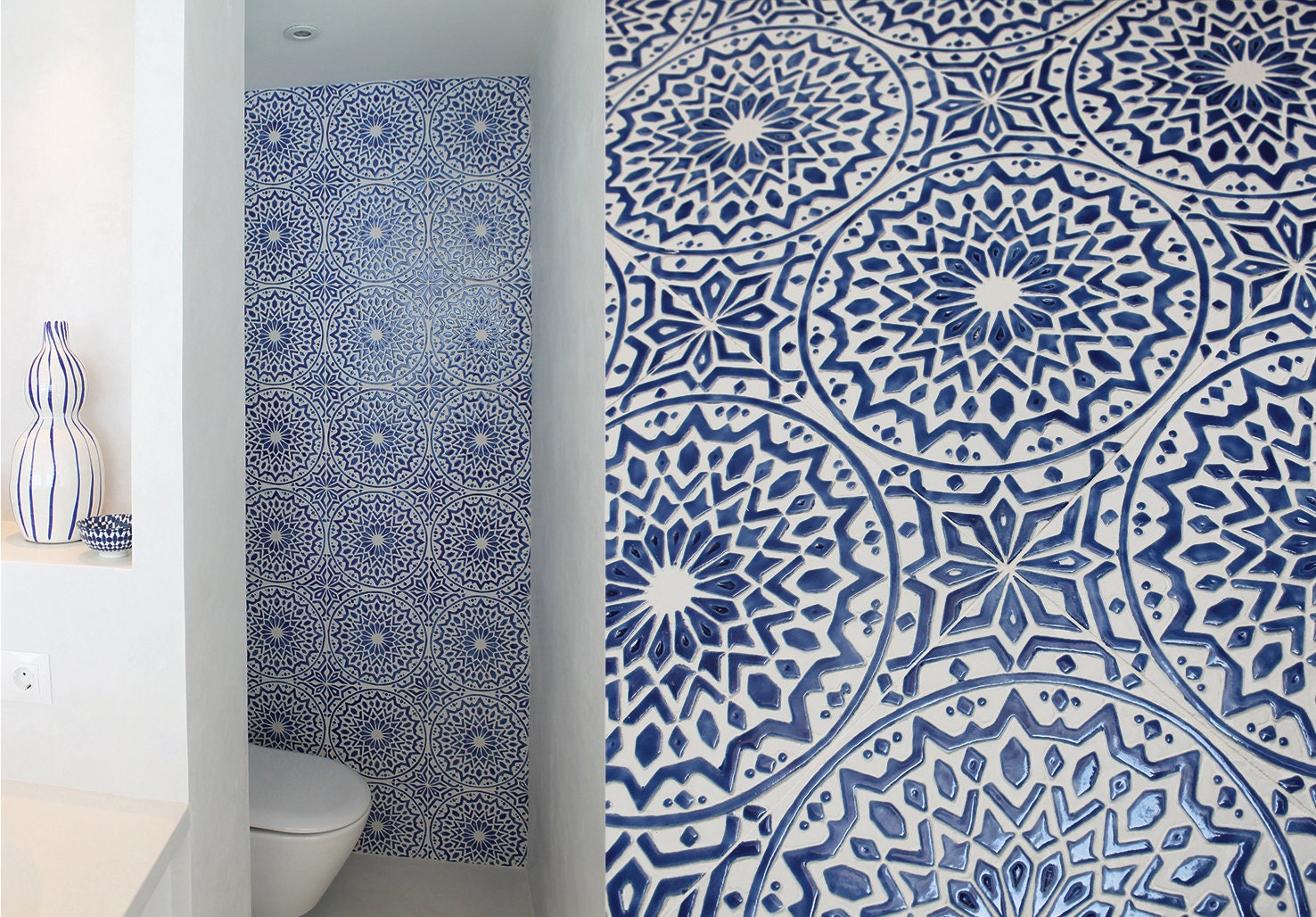 Ceramic Tile With Moroccan Design, Tile for Outdoor Wall Art, Bathroom ...