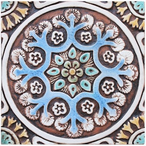 Beautiful Ceramic Wall Art Tile 7,87, Handmade Wall Hanging Tiles ...