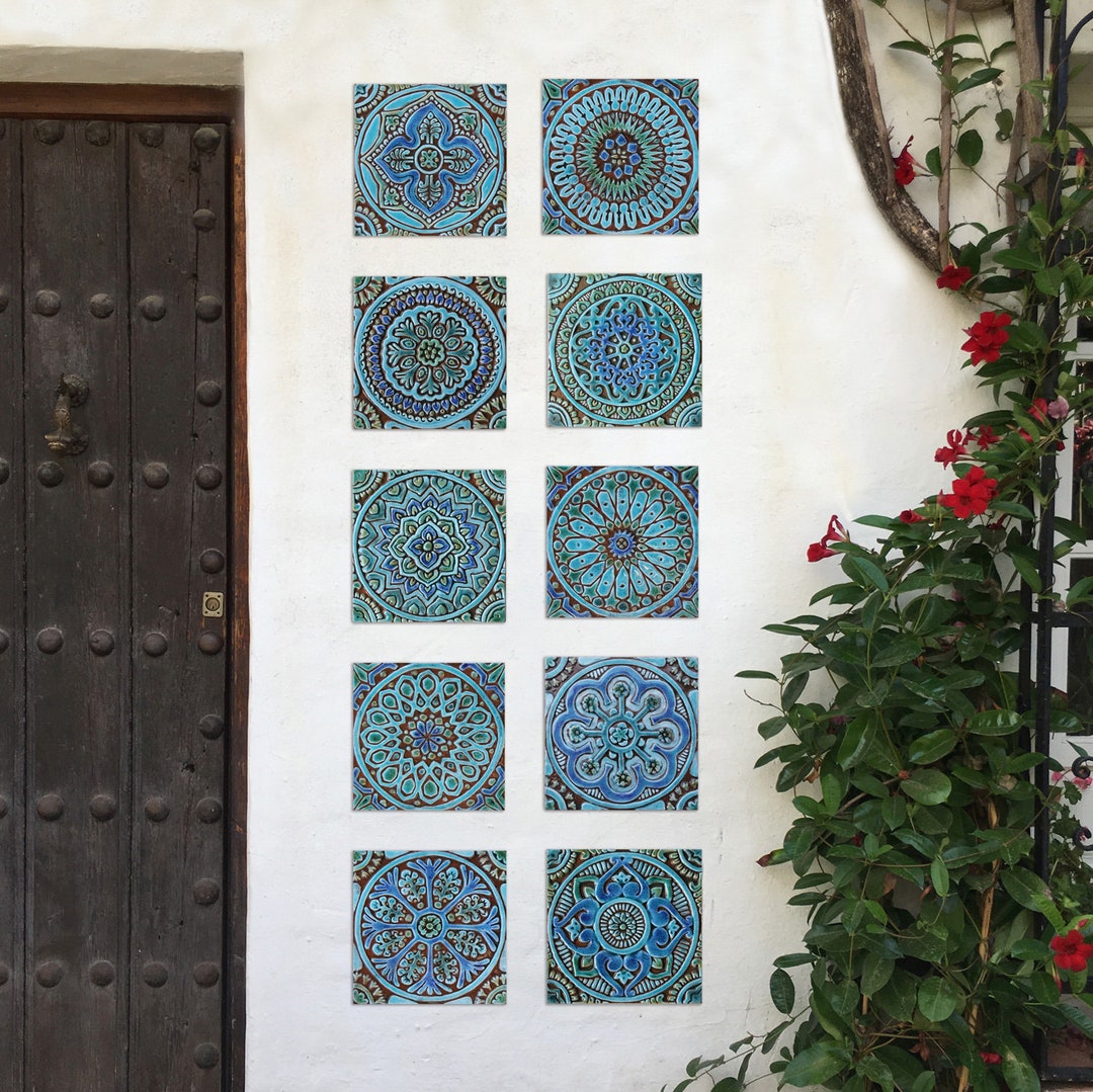 10 Ceramic Tiles 7.87, Handmade Decorative Tiles 12 Designs to Choose ...