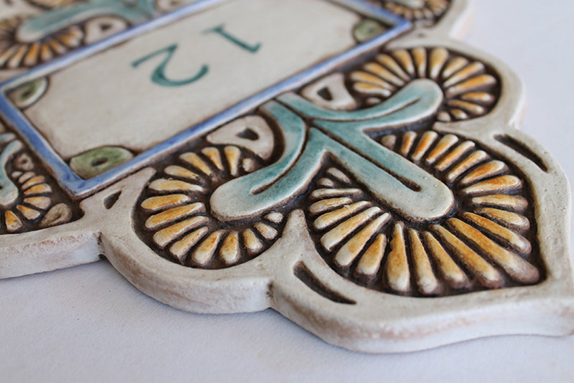 Address Plaque With Floral Design House Numbers in Ceramic | Etsy