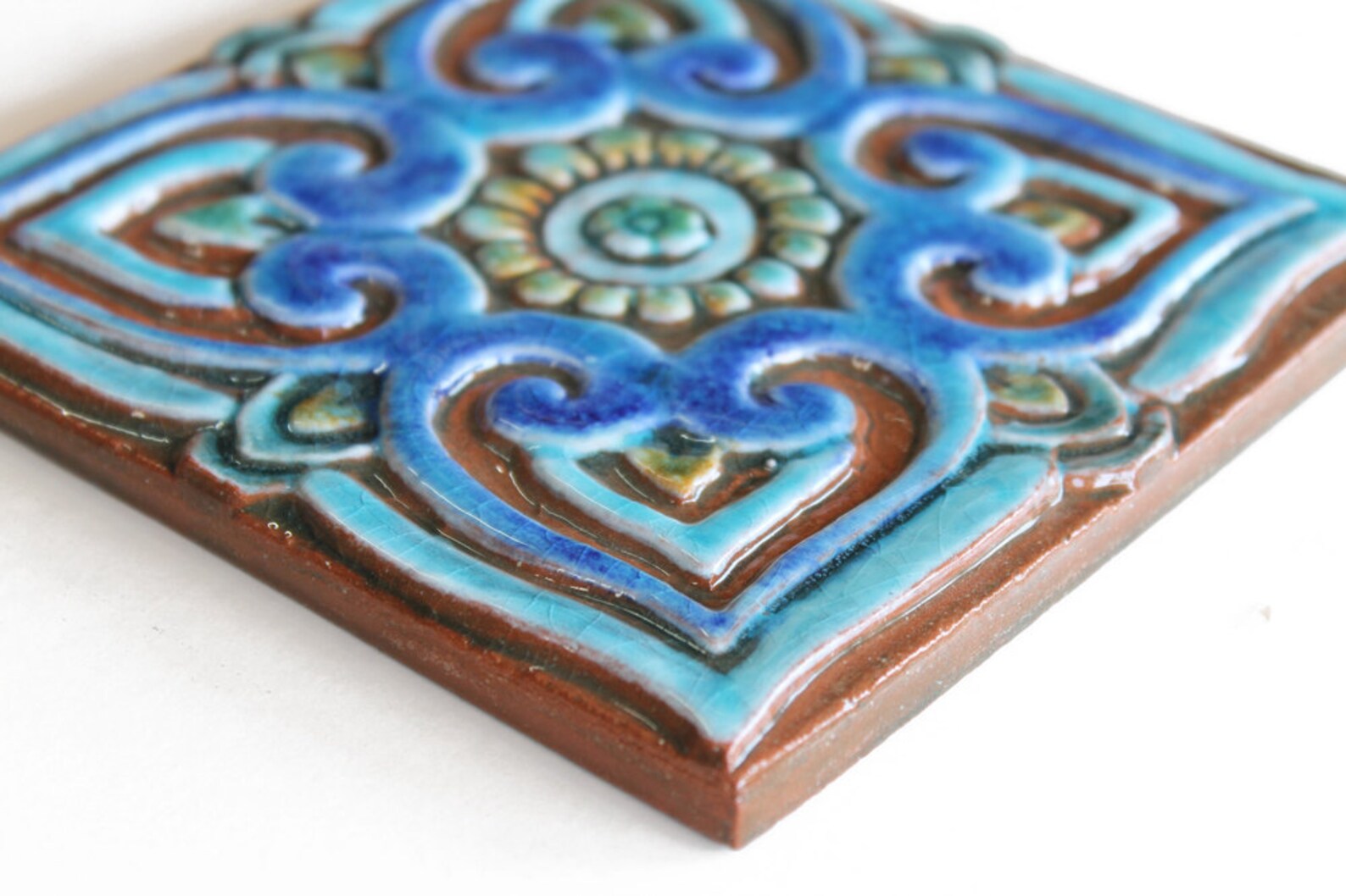 Decorative Tile With Mandala Design, Ceramic Tile, Wall Tile, Wall Art ...