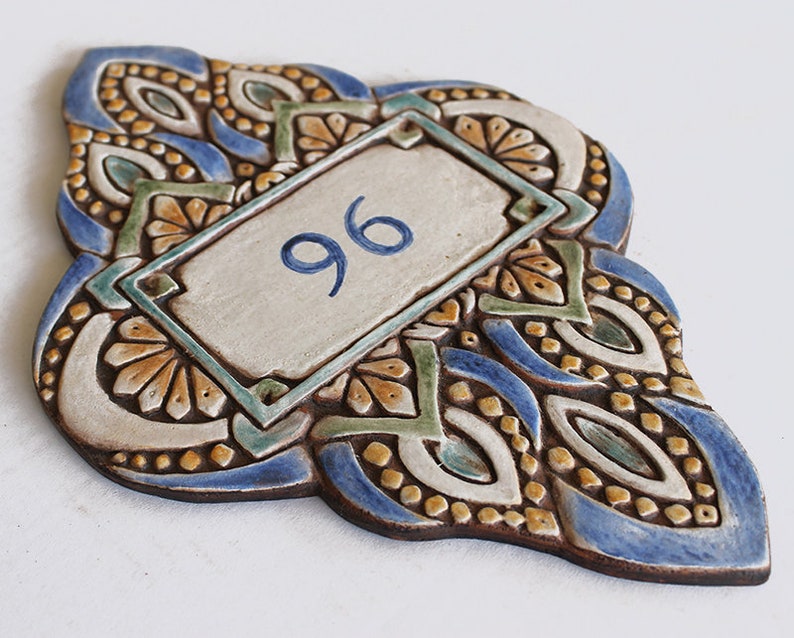 Moroccan House Number Plaque, Hand Carved Ceramic Address Sign - Etsy