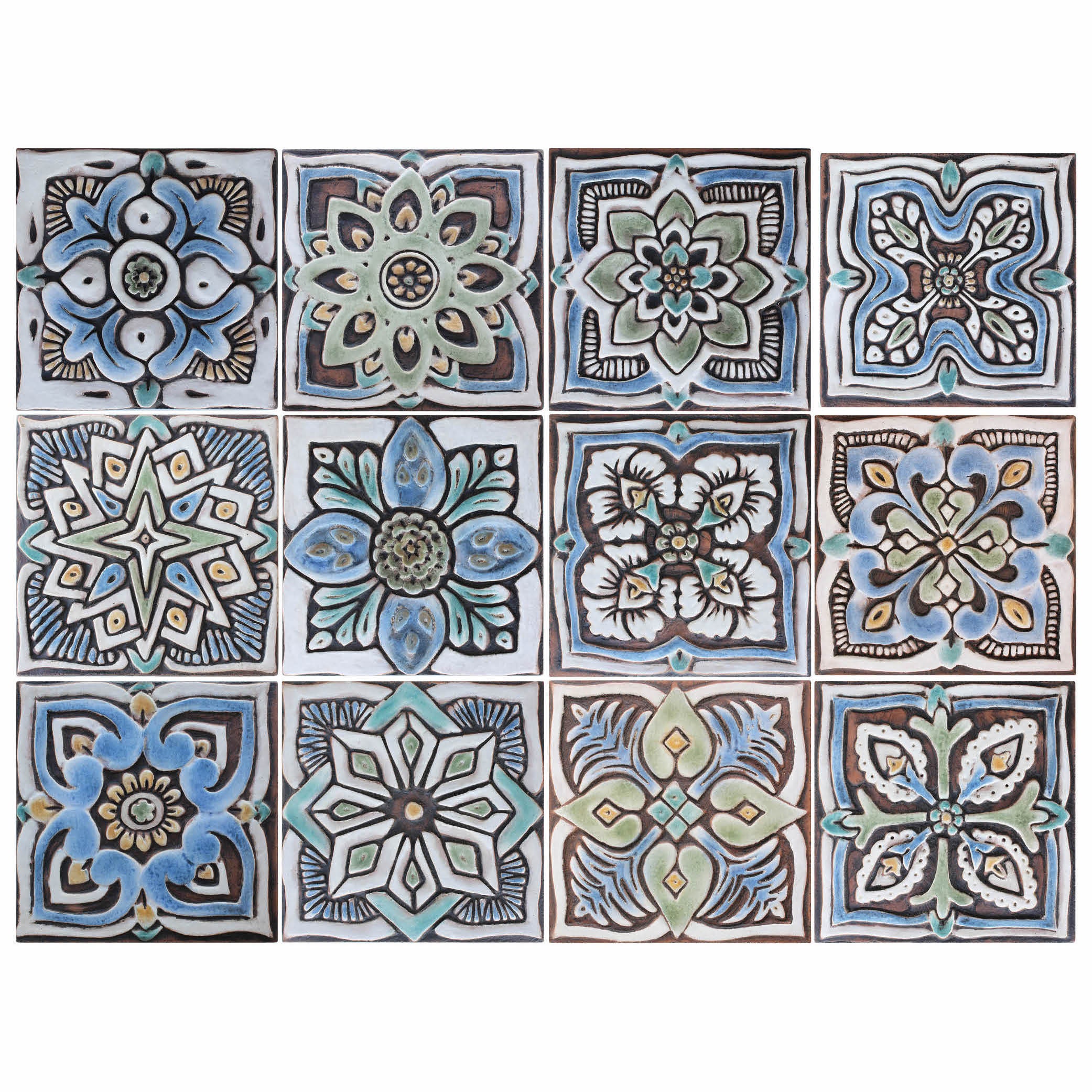 Handmade Ceramic Tile Set: Matt Blue Spanish Wall Art (15cm) - Etsy