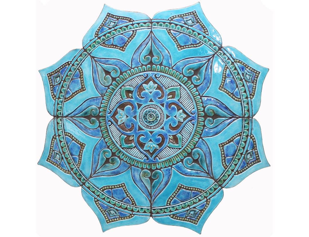 Large Decorative Tile for Outdoor Wall Art, Wall Mural With Boho Design ...