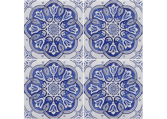 4 Spanish Tiles Tile, 16th Century, Spanish, Earthenware, Glazed,