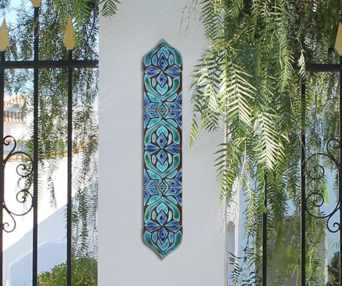 Moroccan Ceramic Column Tiles: Turquoise Glazed Pillar Decor (set of 6 ...