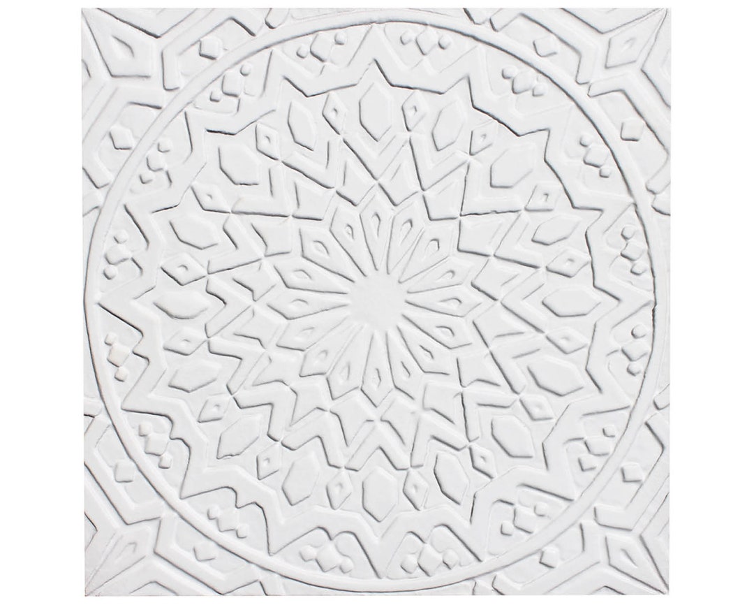 White Relief Tile, Moroccan Tile 11.8, Ceramic Tile With Moroccan Decor ...