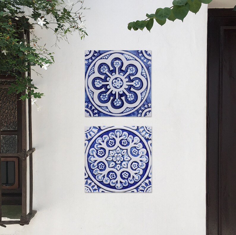 Ceramic Tile for Yard Art Outdoor Wall Art in Floral Design - Etsy