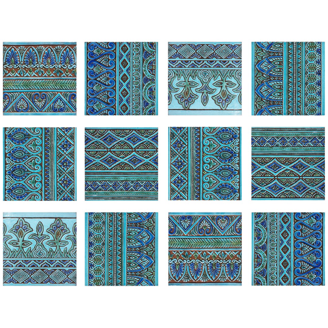 12 Tile Art, Tapestry Mix Wall Art Decor, Ceramic Tiles, Outdoor Wall ...