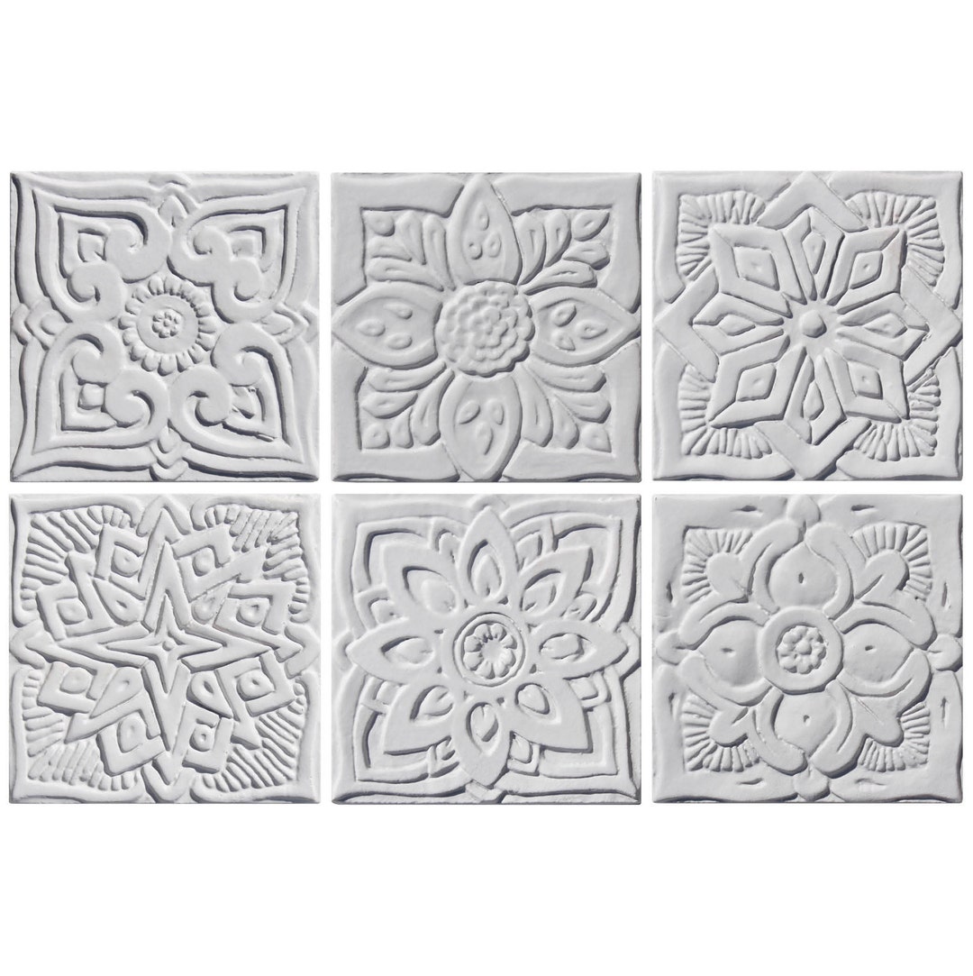 6 Ceramic Tiles for Bathroom Design, Ceramic Wall Art, Kitchen ...