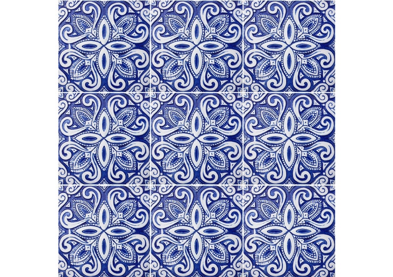 9 Handmade Spanish Tiles: Blue & White Ceramic Wall Art (30cm) - Etsy