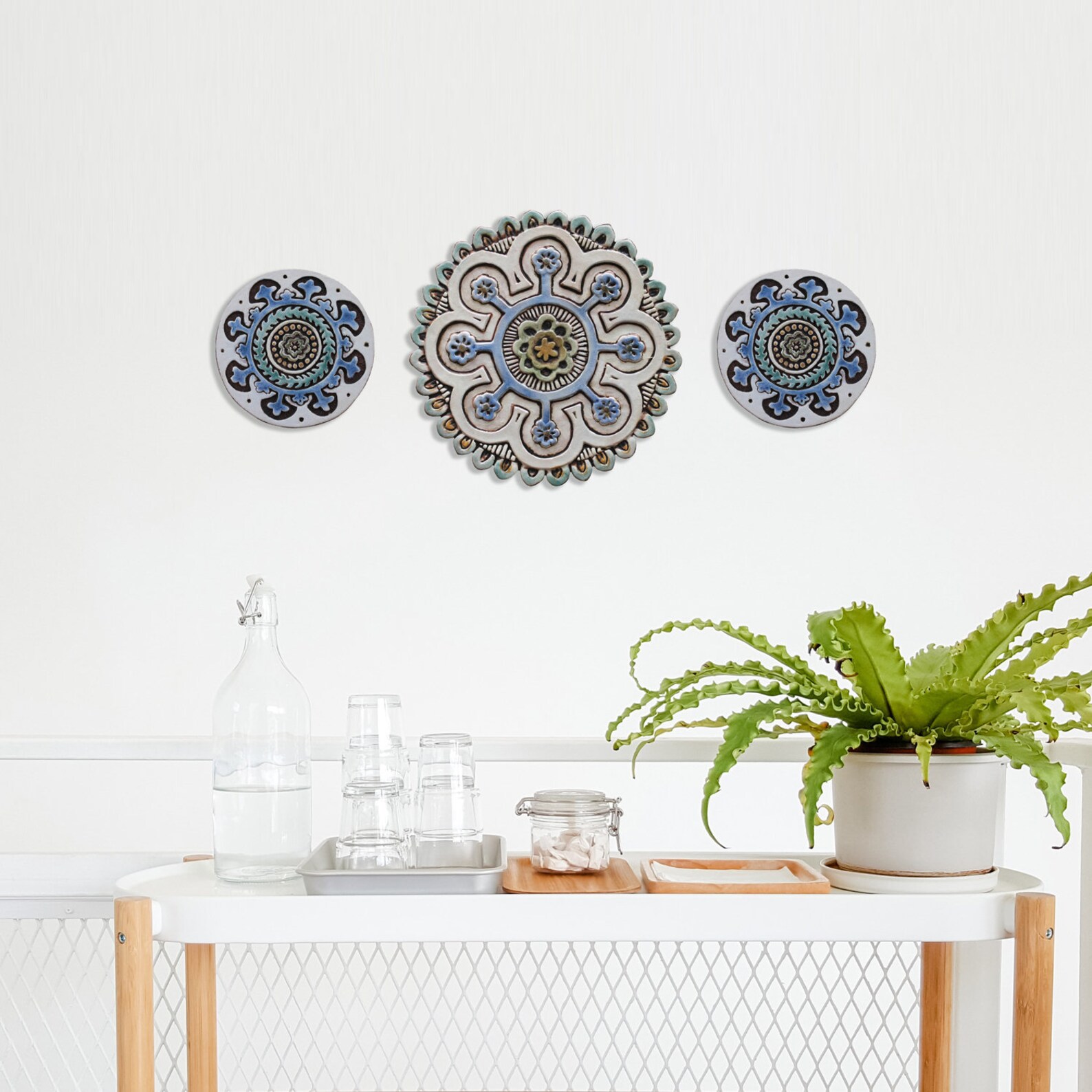 3 Circle Wall Art Ceramic Tiles Ideal for Wall Hanging | Etsy