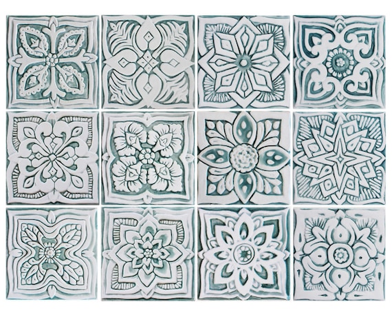 12 Decorative Tiles for Kitchens and Bathroomshandmade Tiles | Etsy