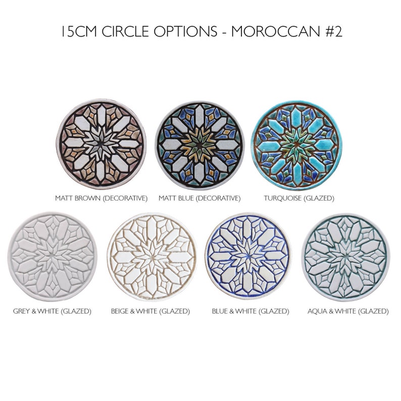 9 Moroccan Ceramic Circle Tiles: Boho Garden Wall Art - Etsy