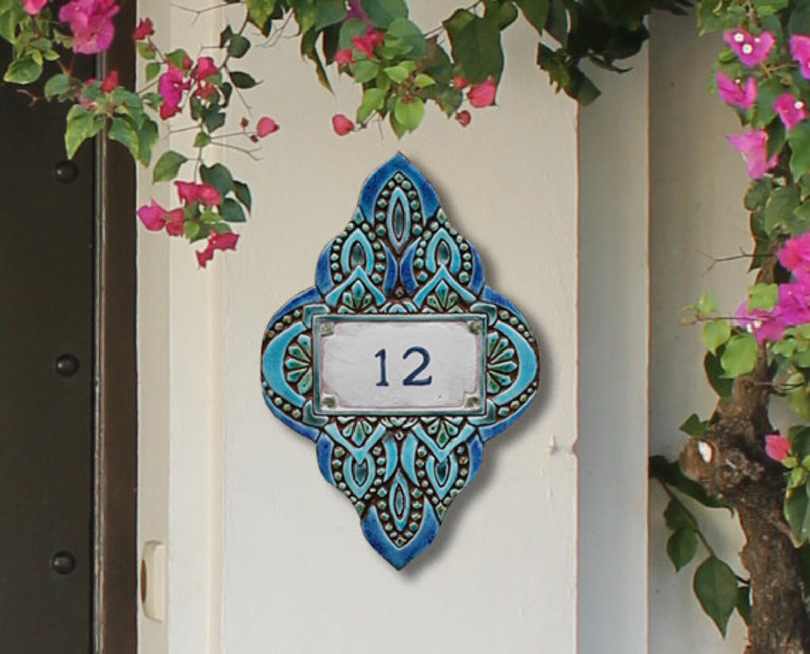 House Numbers Made From Ceramic House Number Plaque With Boho | Etsy