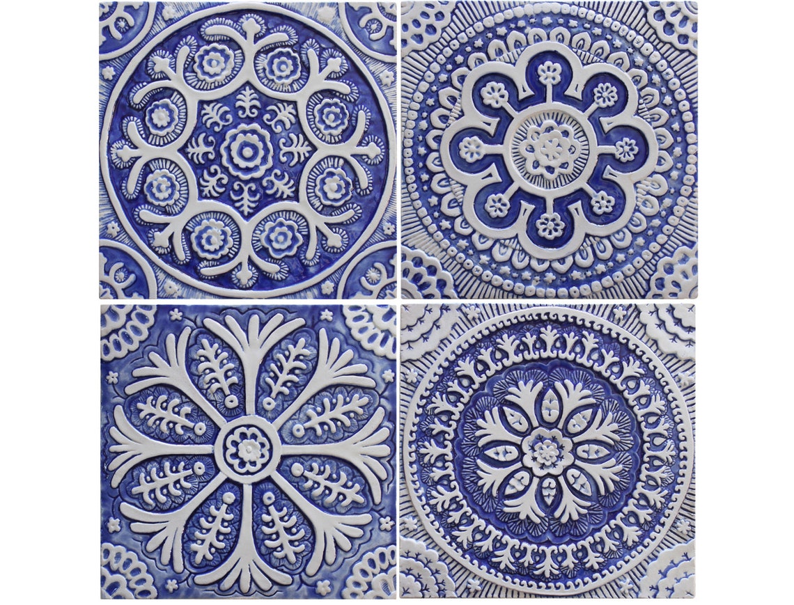 Decorative Tile With Floral Design Ceramic Tile Floral Tile - Etsy