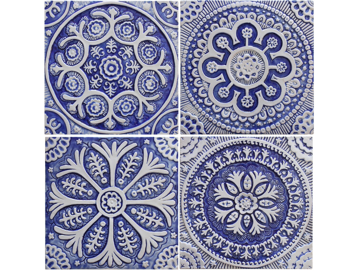 Decorative Tile With Floral Design Ceramic Tile Floral Tile | Etsy