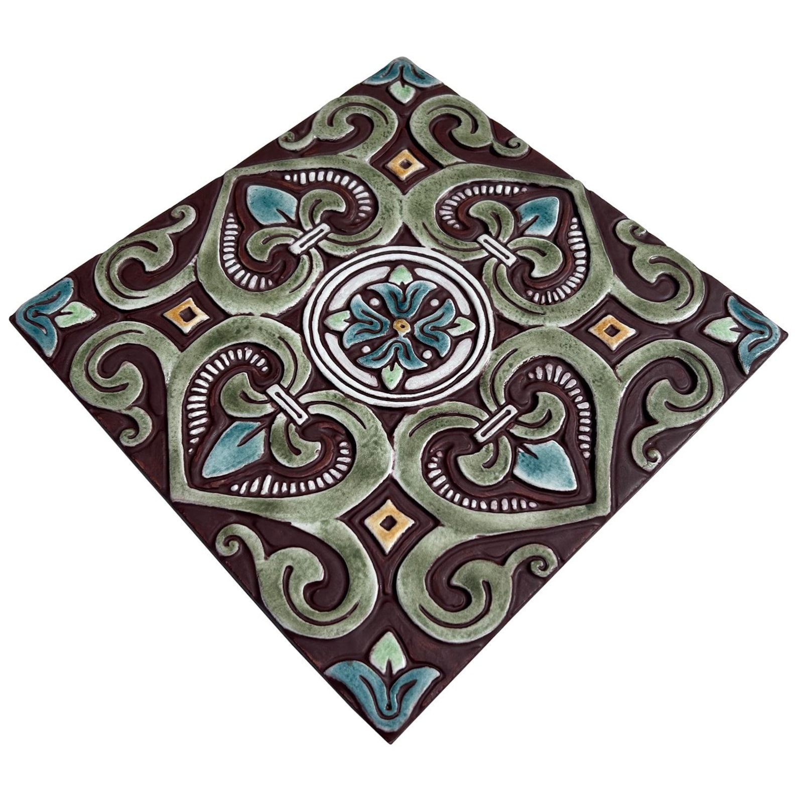 Handmade Spanish Ceramic Tile: Green Kitchen Backsplash, Bathroom Wall ...