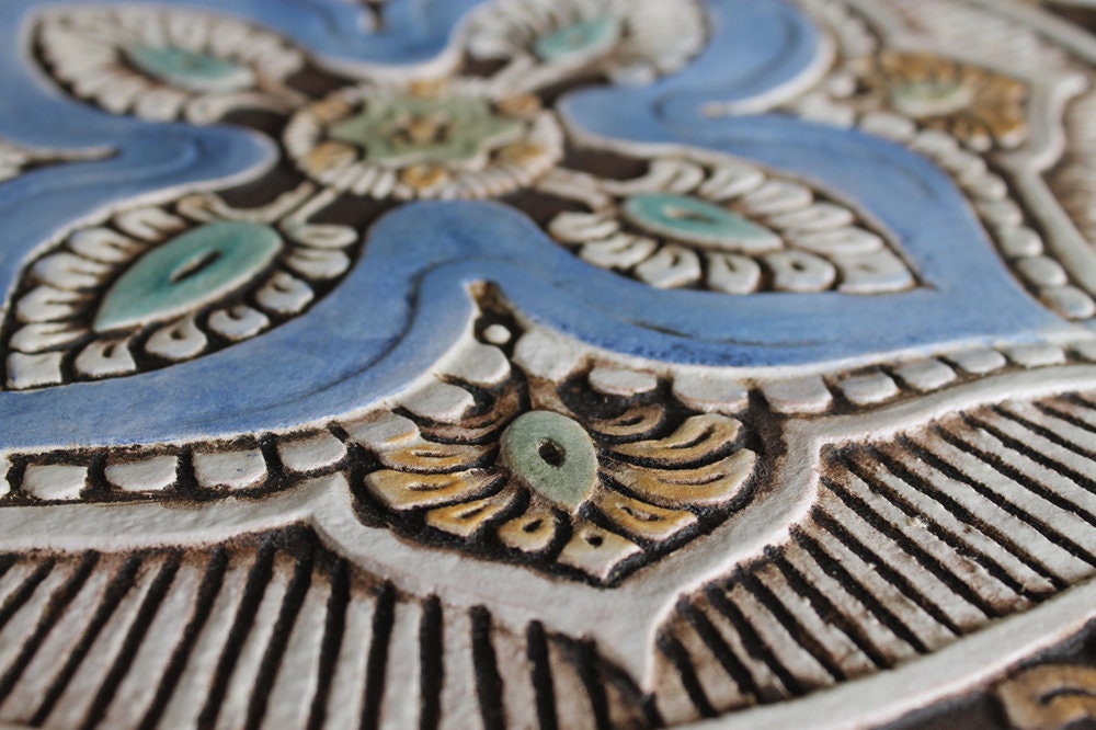 3 Beautiful Wall Art Tiles Made From Ceramic Handmade Ceramic | Etsy